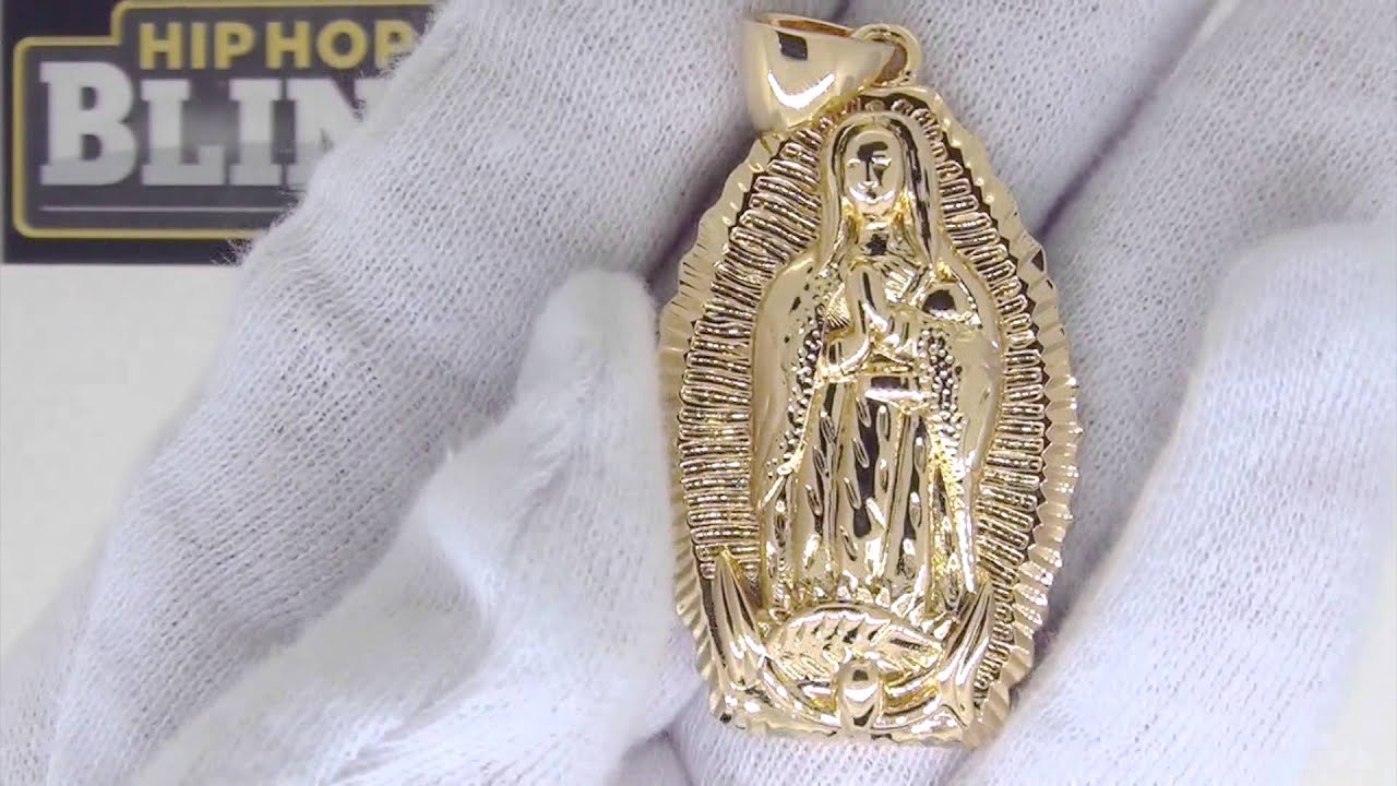 Gold Our Lady Guadalupe Diamond Cut Pendant - YouTube