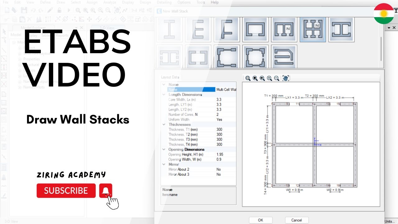 Draw Wall Stacks - ETABS - YouTube
