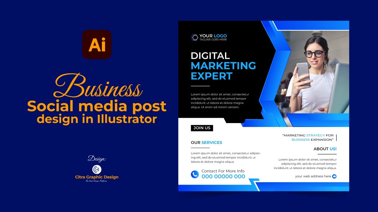 Business Social Media Post Design Tutorial for Creating Social Media ...