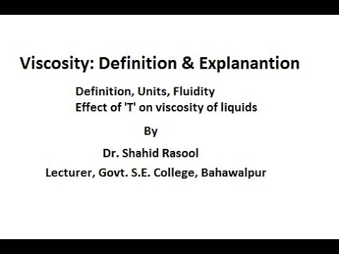 Viscosity: Definition & Explanation by Dr. Shahid Rasool - YouTube