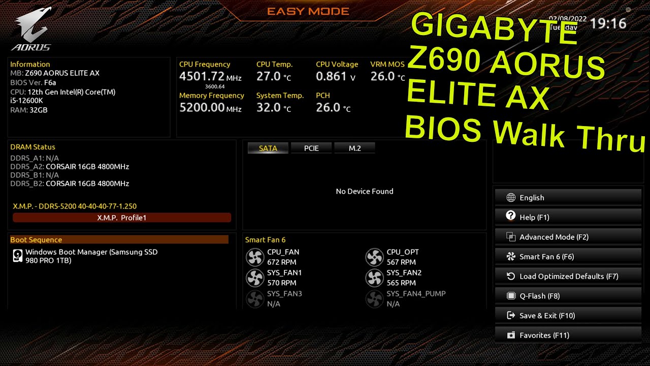 GIGABYTE Z690 AORUS ELITE AX BIOS Walk Thru - YouTube