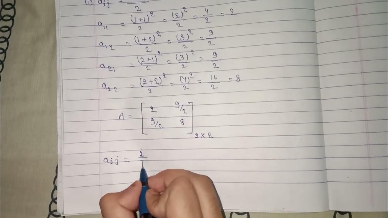 construct a 2×2matrix ,A=[aij],whose elements are given by 1)aij=(i+j)^2/2 (2)aij=i/j #matrix # ...