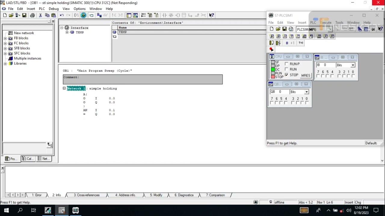 Simple holding programming Siemens | STL language & ladder logic language | Simatic manager v 5. ...