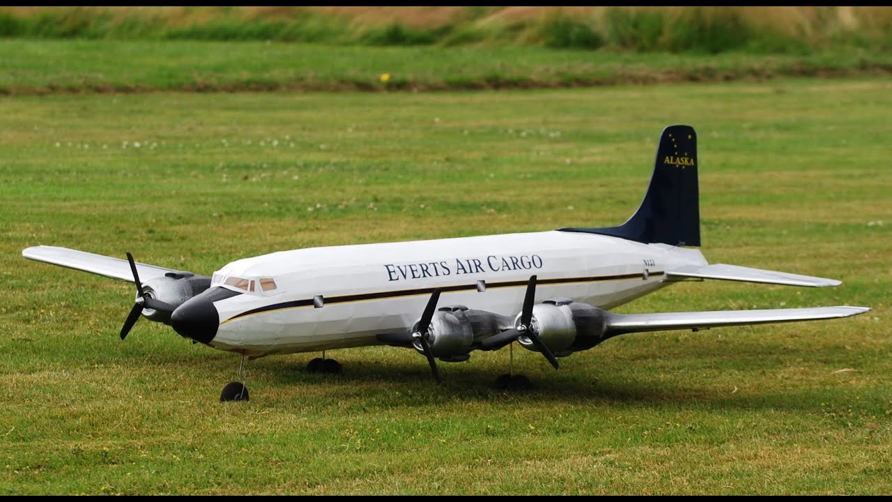 RC DC-6 Cargo Flying with Everts Air Cargo Decals - YouTube