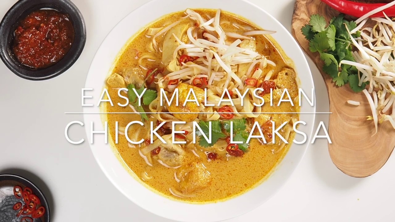 Malaysian chicken laksa - spicy coconut curry noodle soup - YouTube