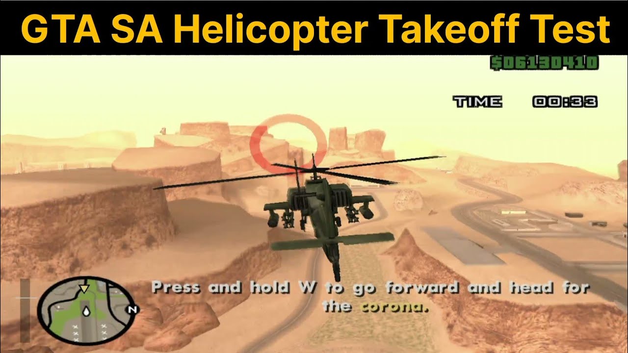 GTA SA Learning To Fly Part 5 Helicopter Takeoff Test Mission 58 - YouTube