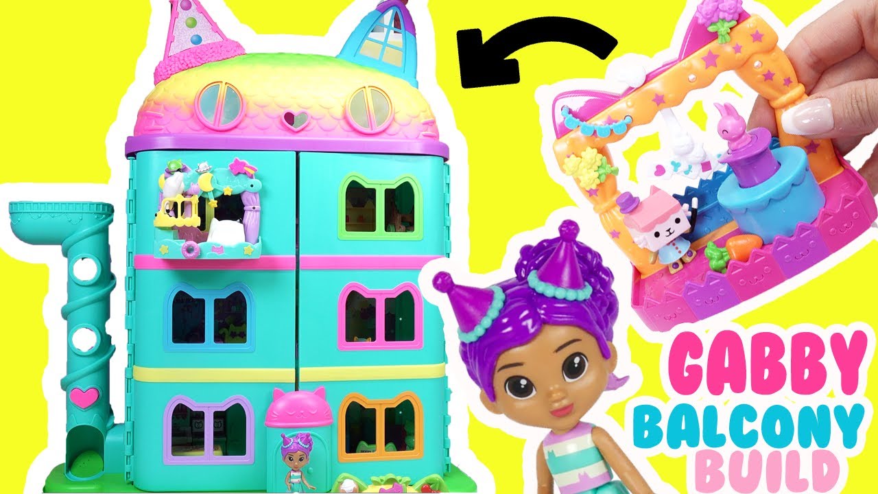 Gabby's Dollhouse Celebration House Balcony Builds with Cakey, Pandy ...