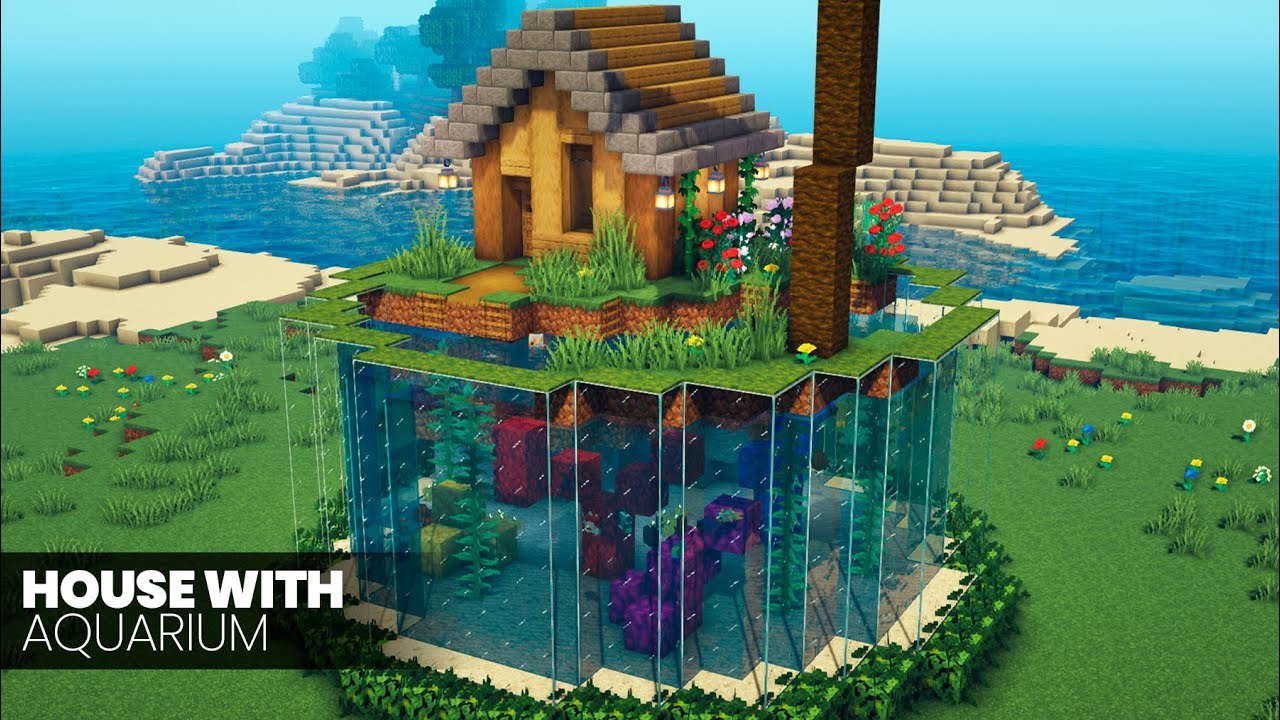 ⛏️ Minecraft Build Tutorial 🐠 House with a Beautiful Aquarium - YouTube
