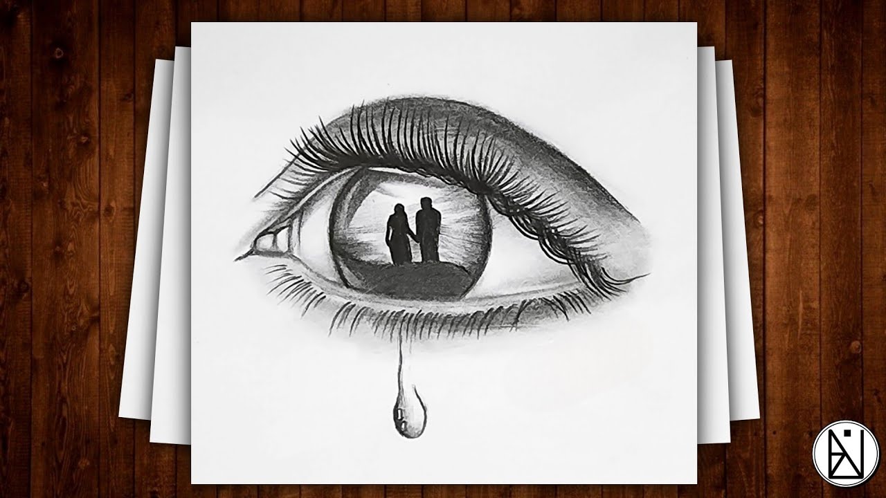 How to draw a crying eye with a pencil - YouTube
