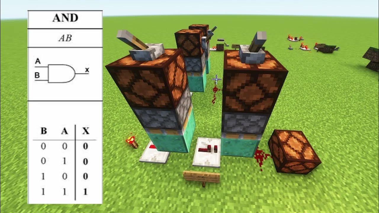 Minecraft Logic Gates using Piston Transistors - YouTube