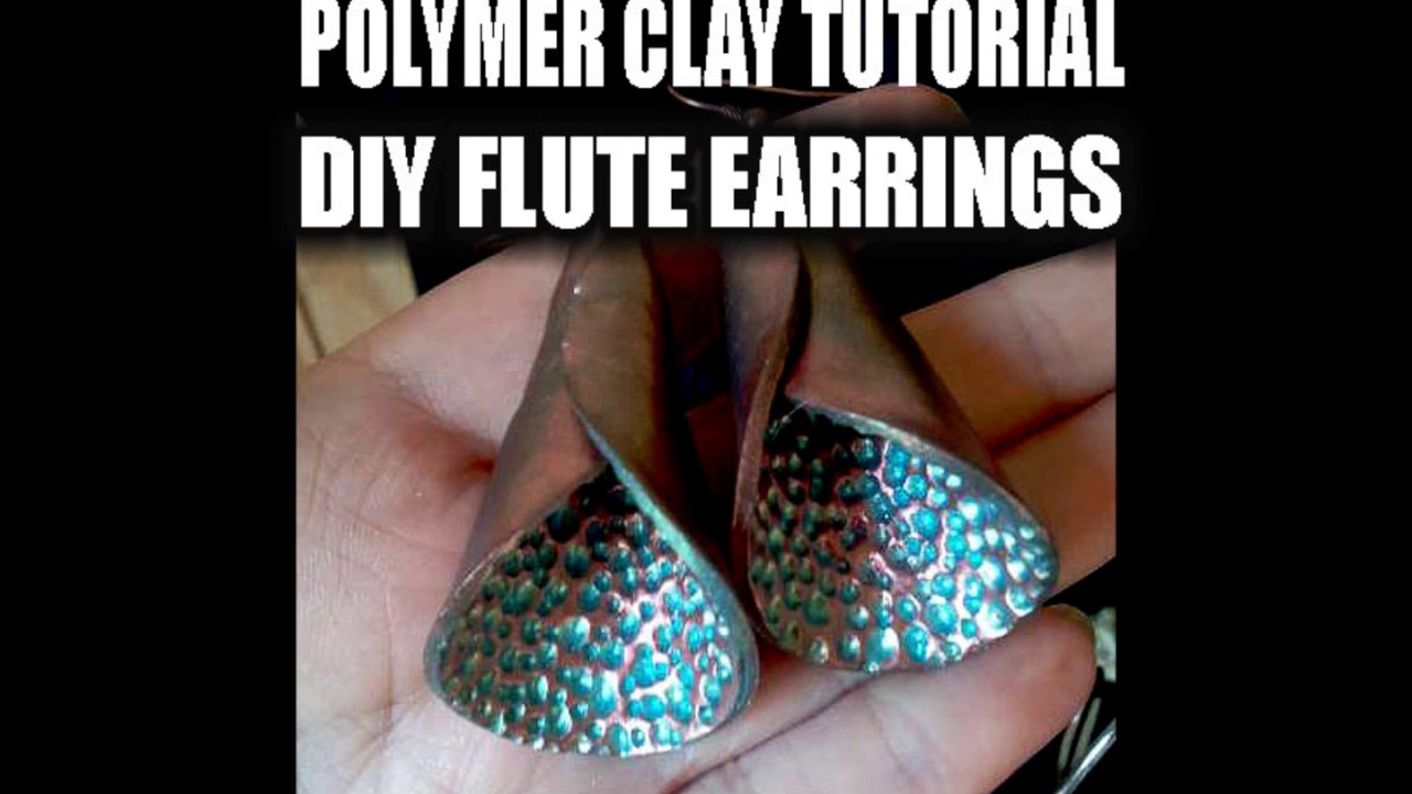 058-Faux metal patina flute earrings in polymer clay tutorial - YouTube