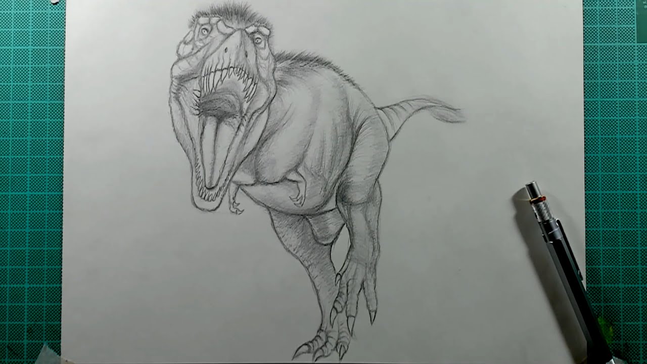 How to Draw a Tyrannosaurus Rex with Pencil - Step by Step - YouTube
