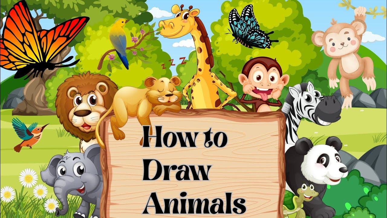 Drawing and Painting a Horse, Lion and 10 More Animals | How to Draw ...
