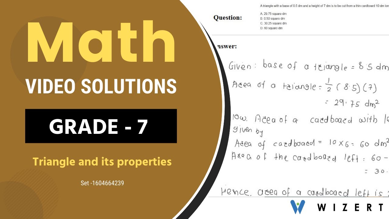 Math Triangles And Its Properties word problems for Grade 7 - Set ...