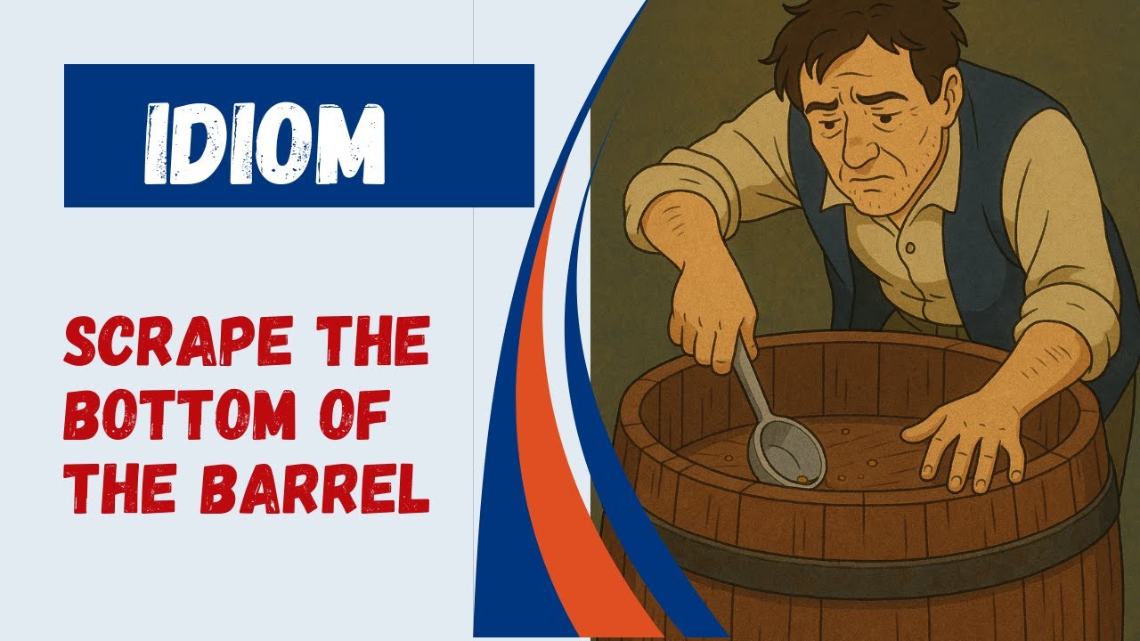 Idiom: Scrape the Bottom of the Barrel - YouTube
