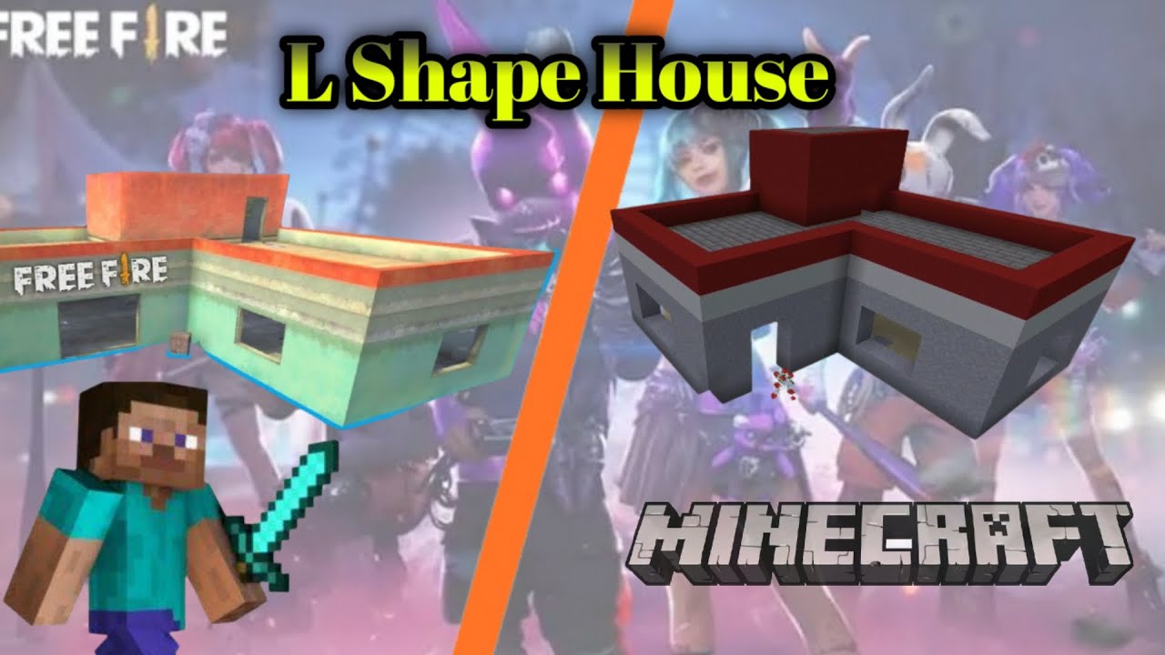 L-Shape House in MineCraft || Free Fire House || L-Shape House Of Free ...