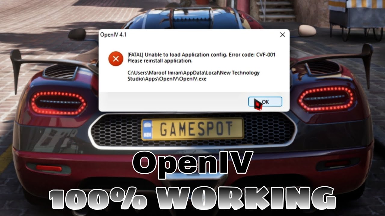 Open IV Unable to load application | CVF 001 | Try by reinstalling ...