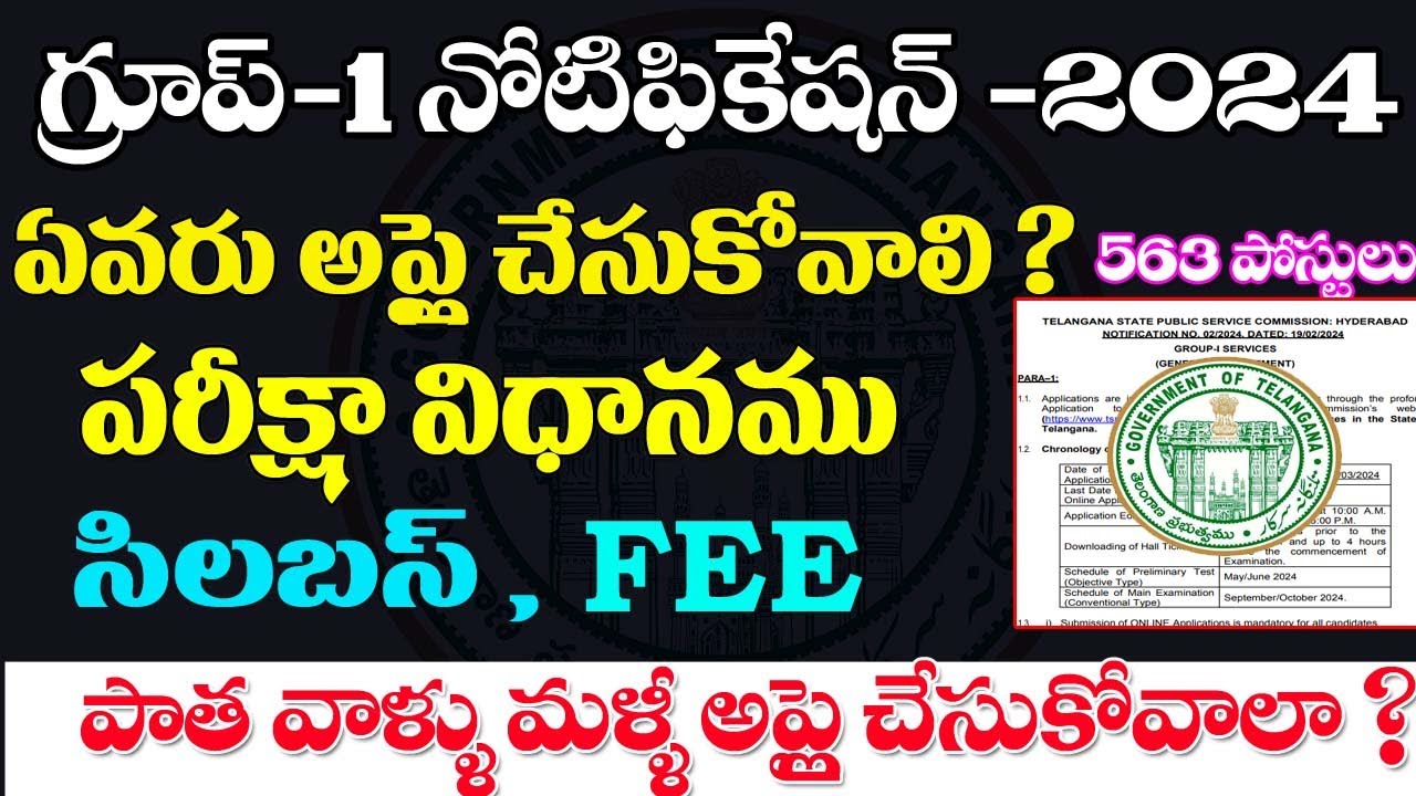 👌TSPSC GROUP -1 NOTIFICATION -2024| SYLLABUS, ELIGIBILITY, EXAMINATION ...