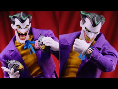 New Mezco Toyz Joker Batman Animated Series action figure in hand by Issac Wong preorder Titan Toyz