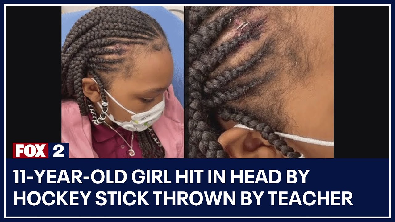 11-year-old girl hit in head by hockey stick thrown by teacher - YouTube