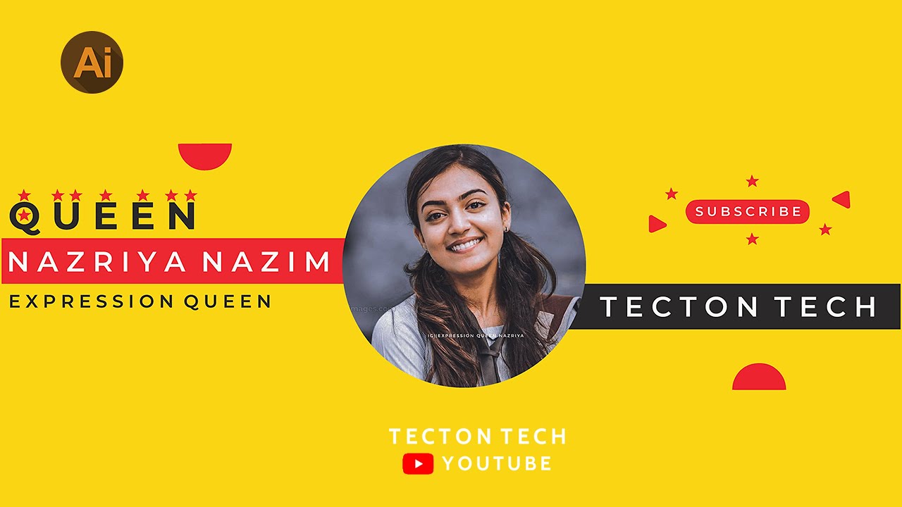 Nazriya | Youtube Banner Art Design in Adobe Illustrator | Tecton Tech ...