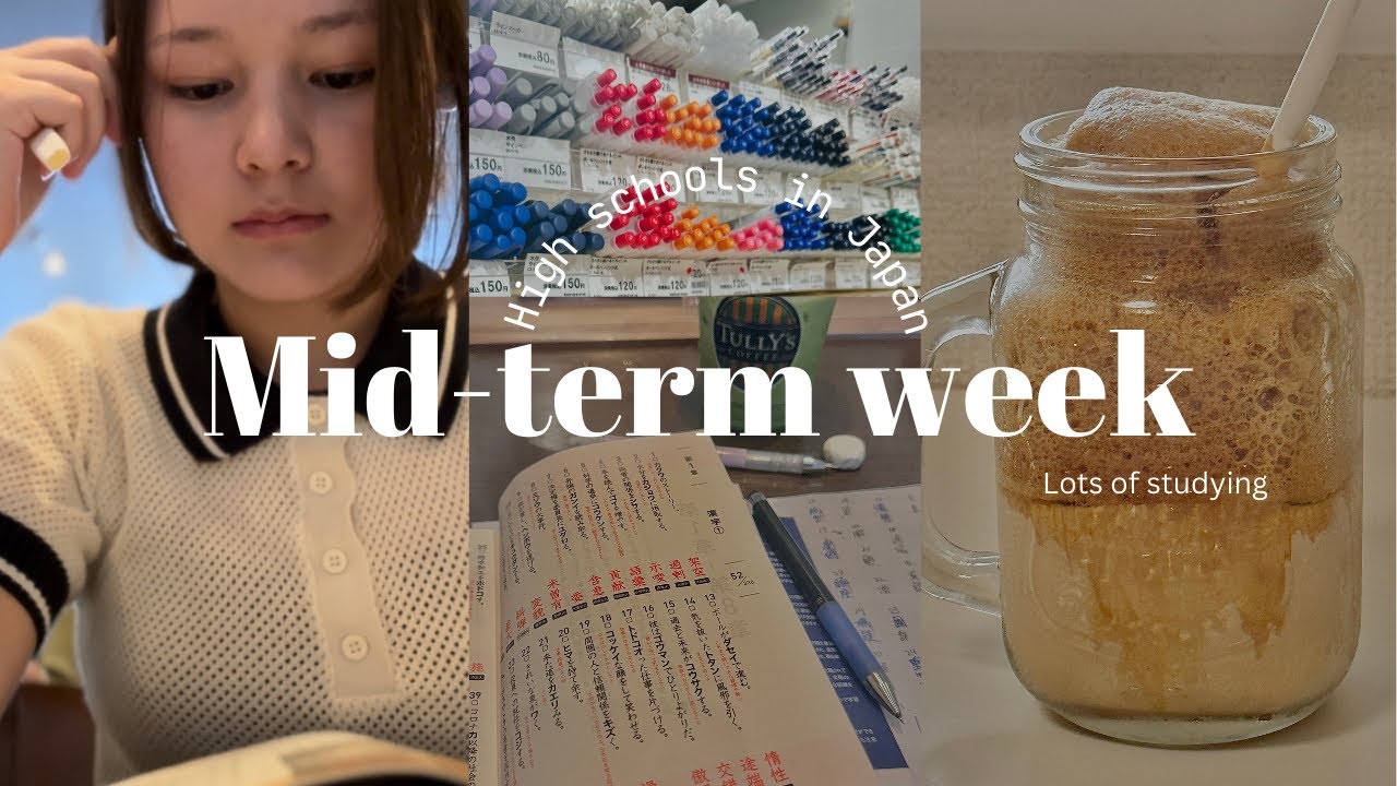 Realistic mid-term week as a Japanese high schooler 🎧🍵📖 ._•. Lots of ...