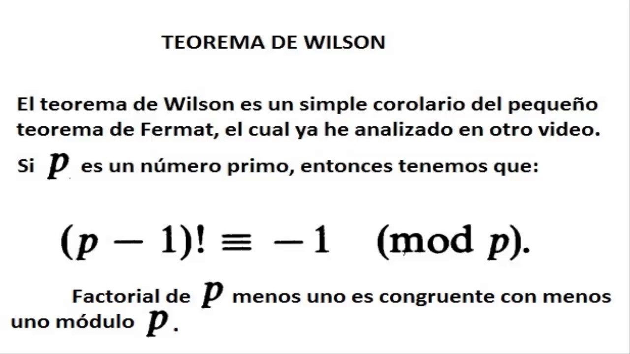 teorema de wilson - YouTube