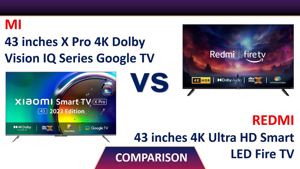 MI 43 inch X Pro 4K Dolby Vision IQ Series Smart Google TV Vs Redmi 43 ...