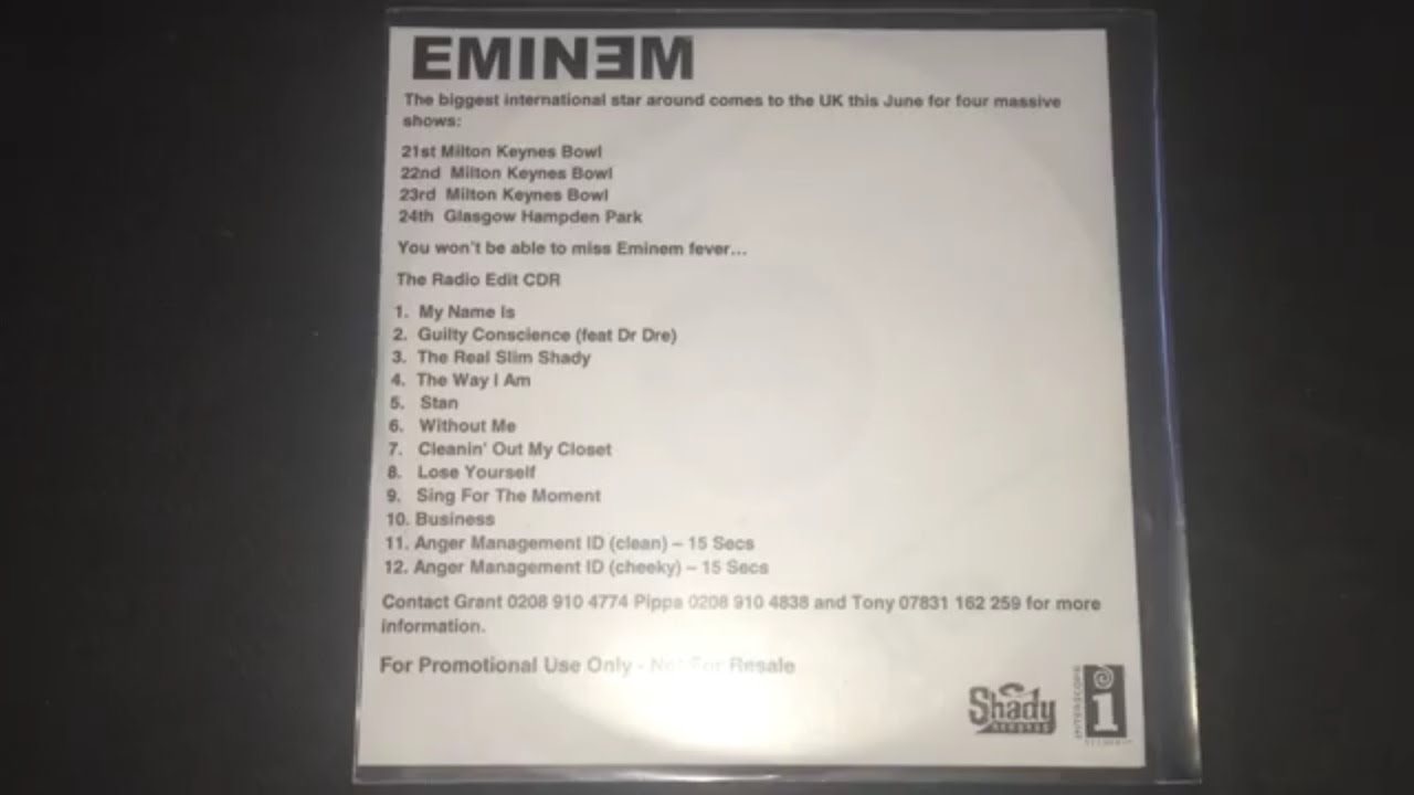 Eminem The Radio Edit CD Review - YouTube