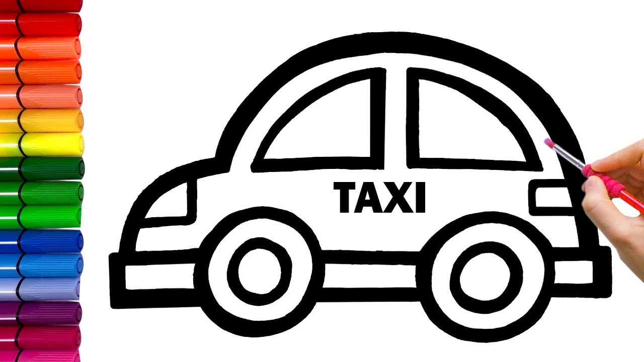 How To Draw Taxi For Children? - YouTube