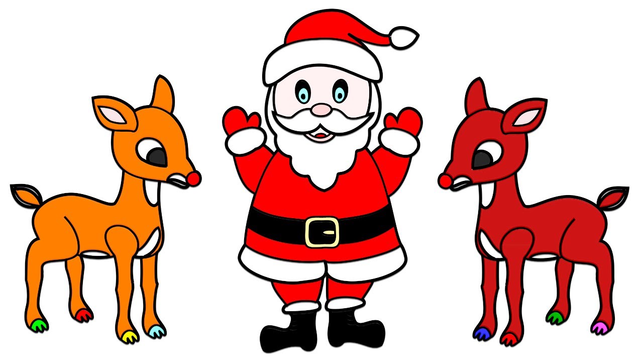 How to Draw Santa Claus & Rudolph / Christmas Drawing - YouTube