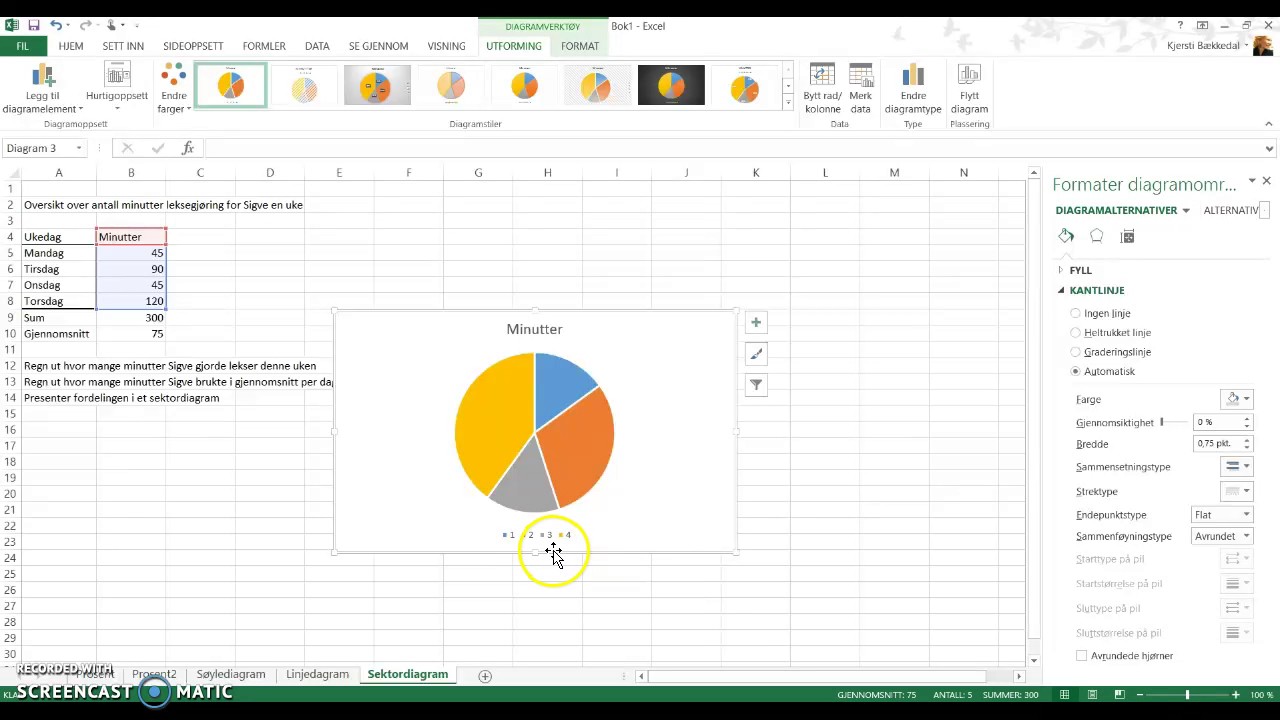 Sektordiagram i excel - YouTube