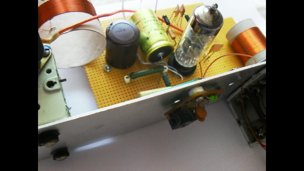 Radio receiver LVA with tube PABC 80 experimental reflex schema - YouTube