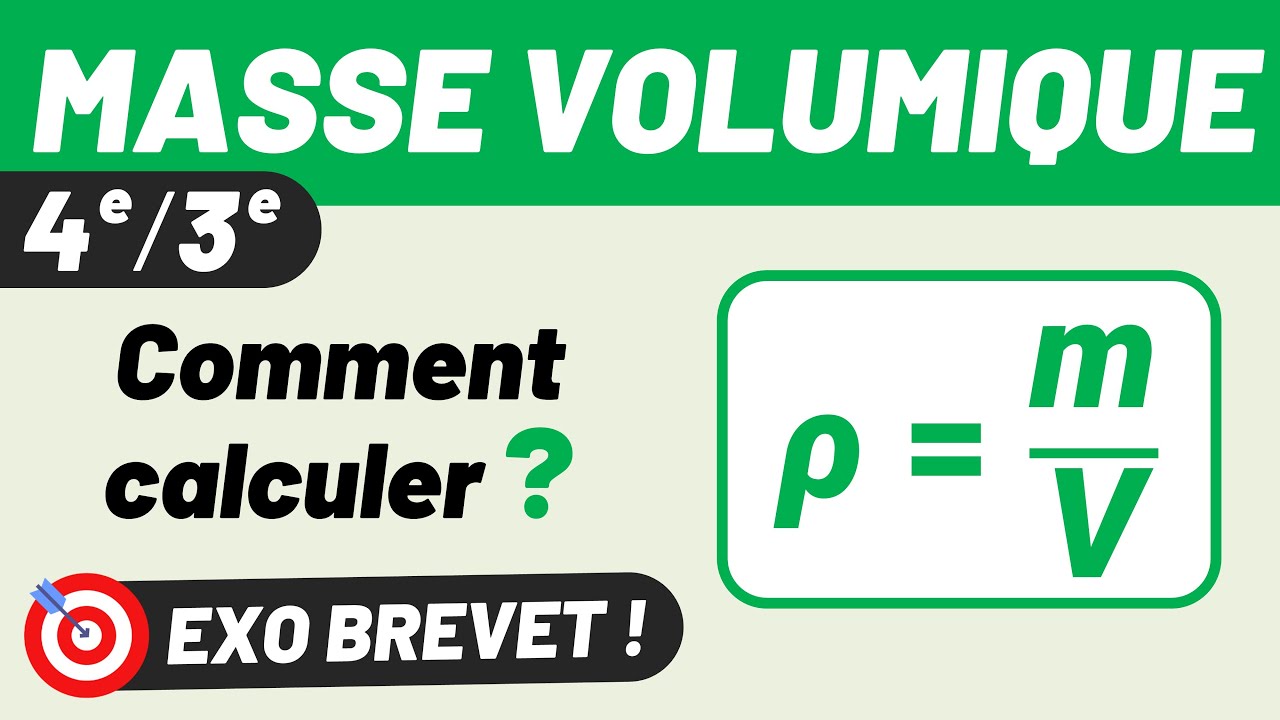 Comment CALCULER une MASSE VOLUMIQUE ? 🎯 Exercice BREVET 💪 4e, 3e - YouTube