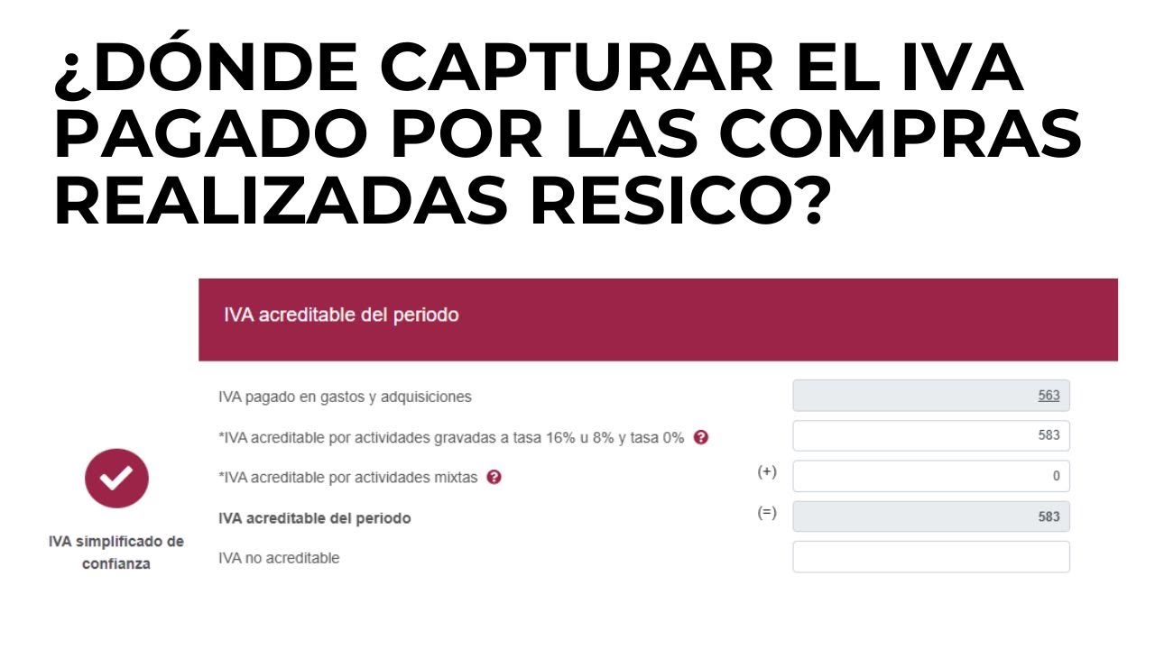 ¿Dónde capturar el IVA pagado por las compras realizadas en RESICO ...