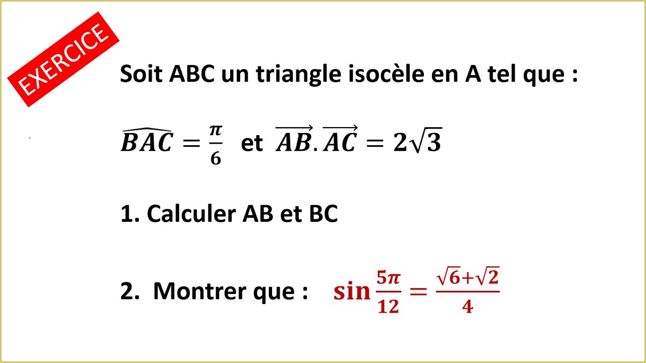 Forumle de sinus et forme trigonométrique - PRODUIT SCALAIRE - TRONC ...