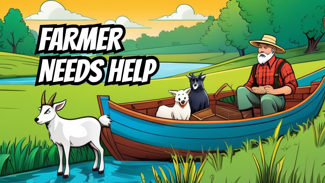 Cartoon River Crossing Game: Can You Help the Farmer, Goat, Grass, and ...