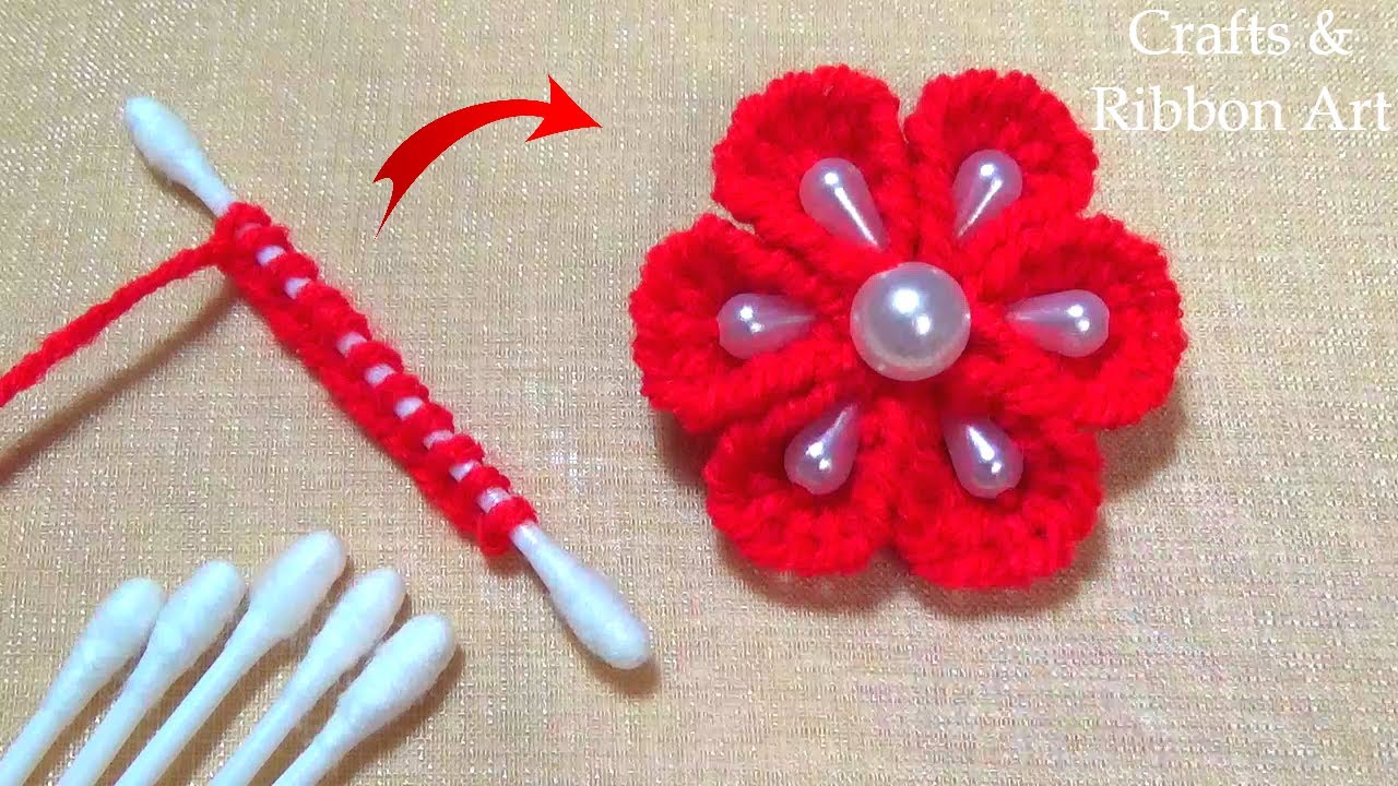 Easy Trick with Cotton Bud - Amazing Flower Craft Ideas with Wool ...