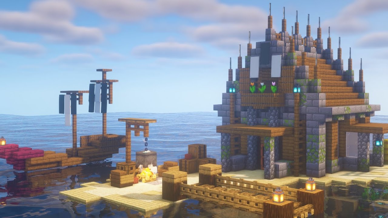 Remote Island Getaway Medieval Minecraft House | Time-Lapse | 4K Video ...