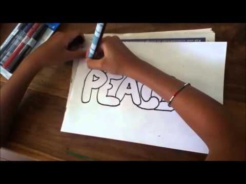 how to draw graffiti peace - YouTube