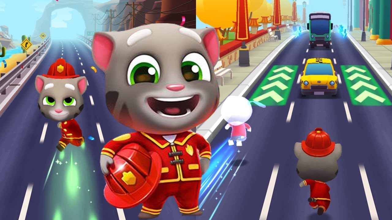Racing With Fireman Tom - Talking Tom Gold Run - YouTube