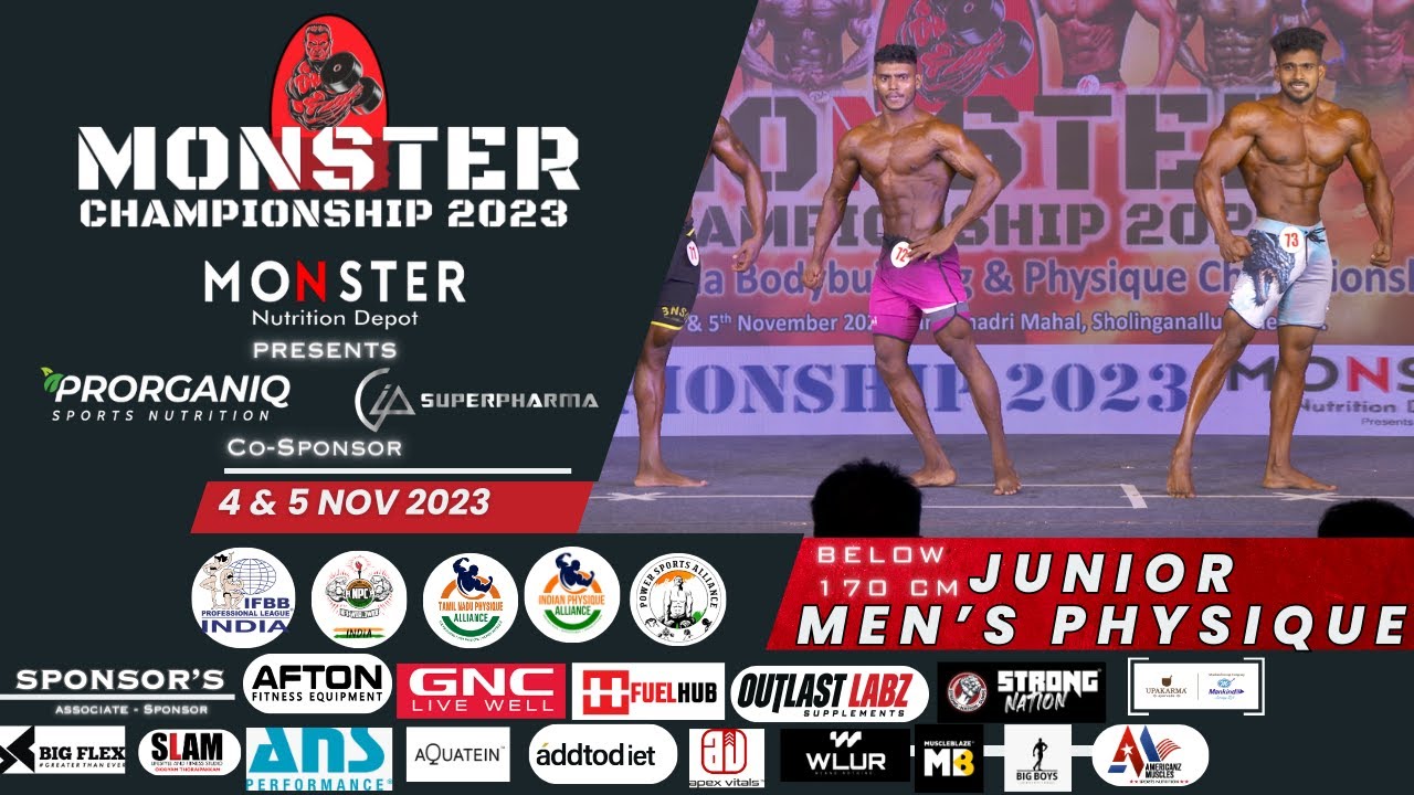 JUNIOR MENS PHYSIQUE Below170cm MONSTER CHAMPIONSHIP NPC SOUTH INDIA ...