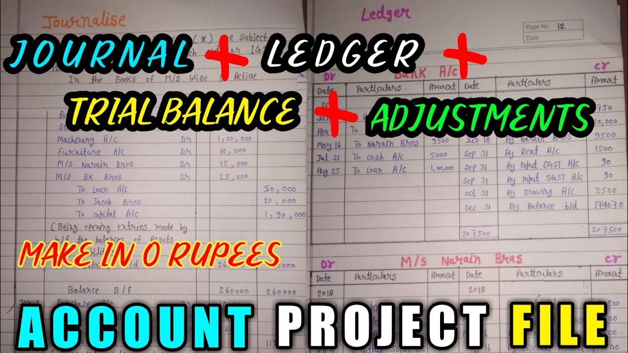 Class 11th Accounts Project || 25 Transactions From Journal To Ledger ...