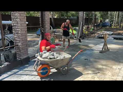 Laying Paving Stones. Step-by-Step Process