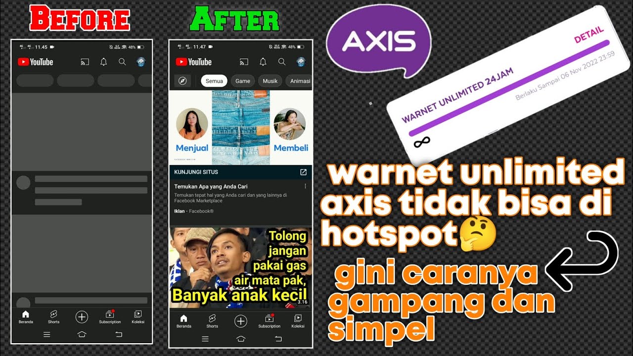 CARA HOTSPOT KUOTA WARNET UNLIMITED AXIS TERBARU - YouTube