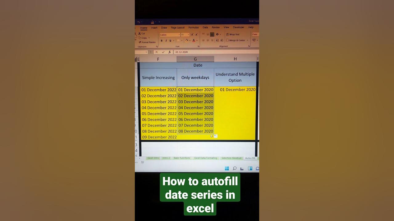 how to auto fill date series in excel in different ways - YouTube