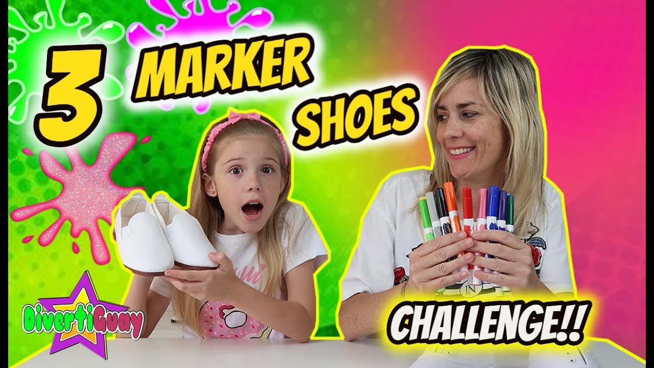 3 MARKER SHOES CHALLENGE!! DY FUN SHOES!! ZAPATILLAS DIVERTIDA CON 3 ...