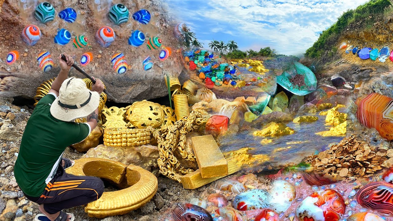 Amazing Mining a lot TREASURES GOLD & Gemstone by hand - YouTube