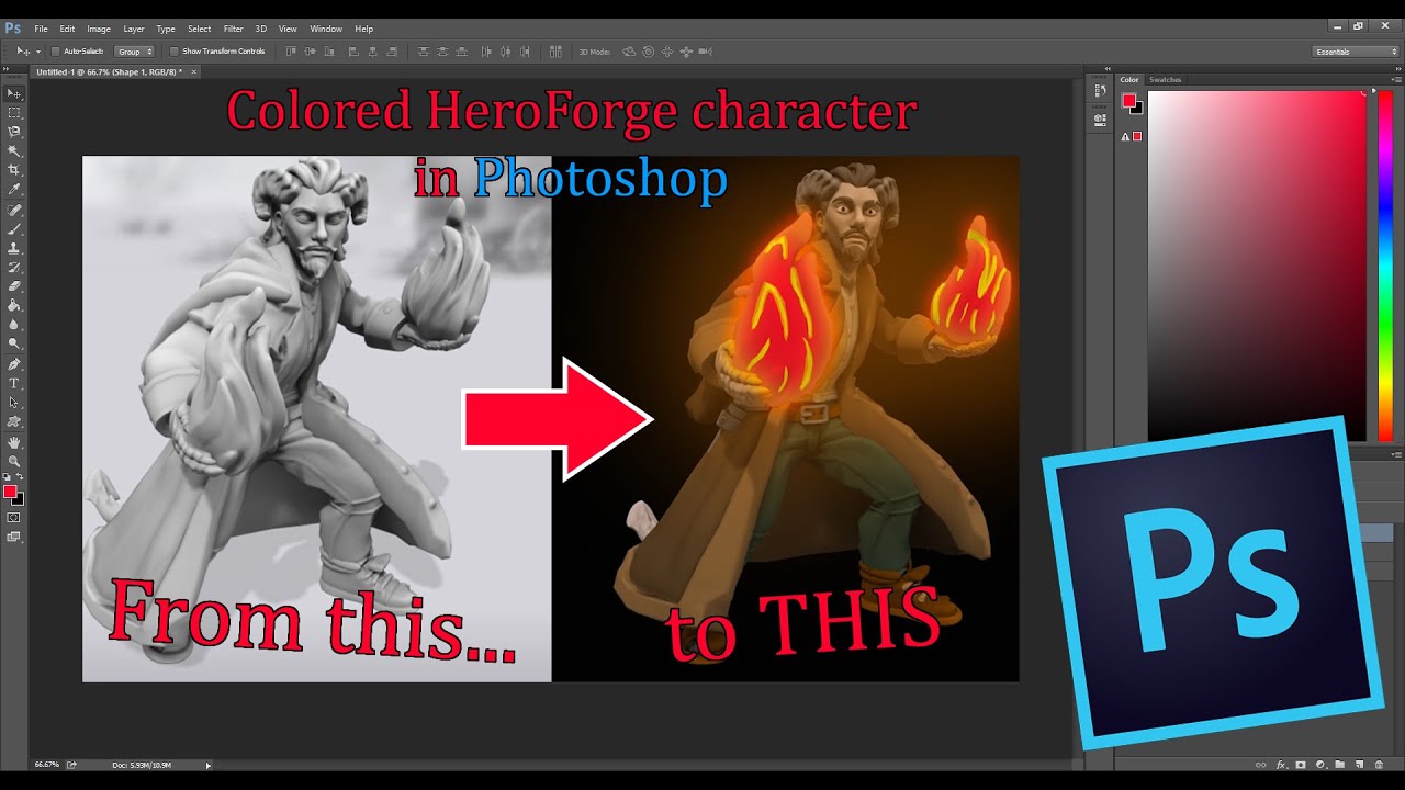 HeroForge Colored in Photoshop [Tutorial | Easy] - YouTube