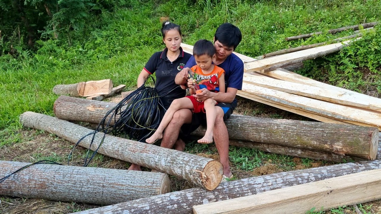 Moving wood to prepare for building a house, borrowing electricity from ...